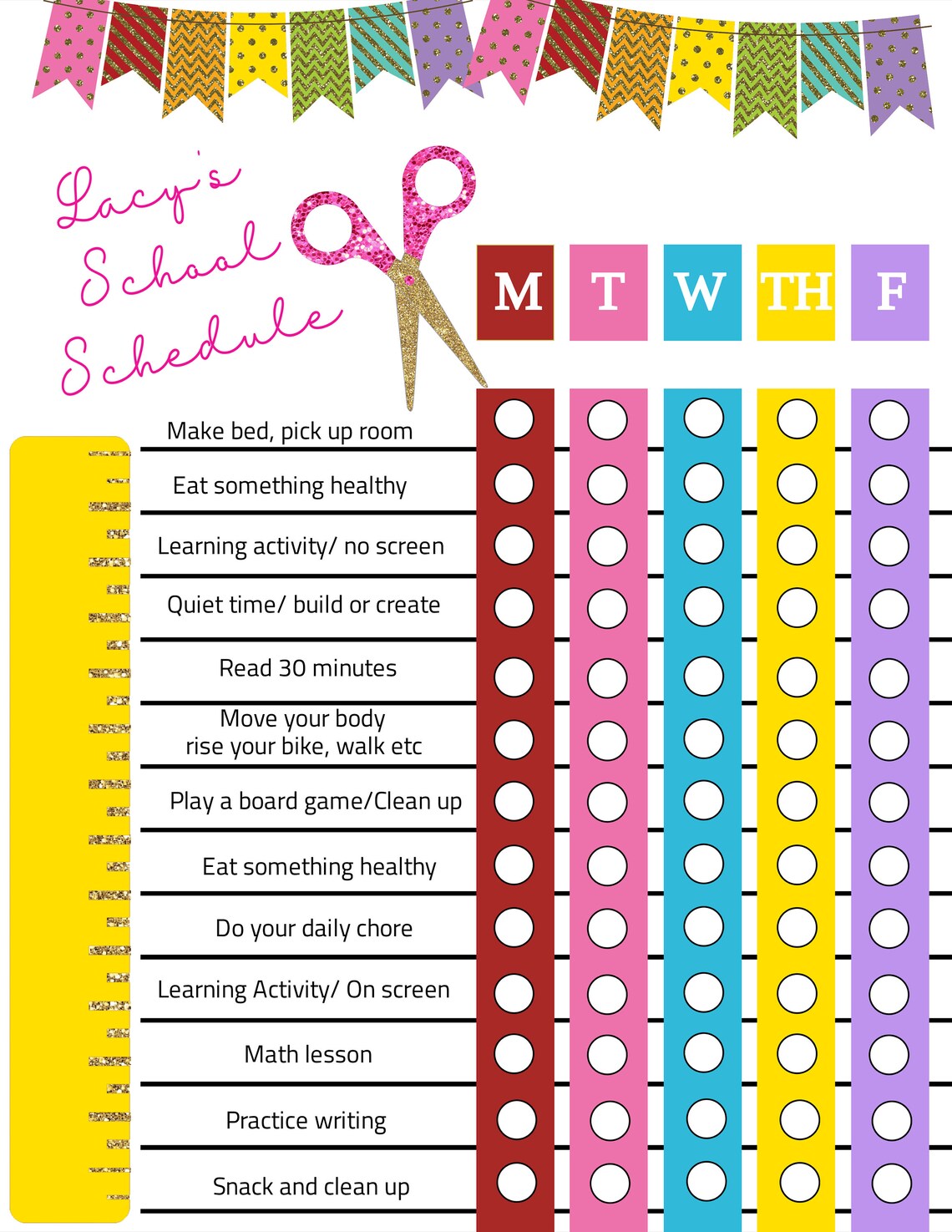 Homechool Schedule Back to School Distance Learning Chart - Etsy