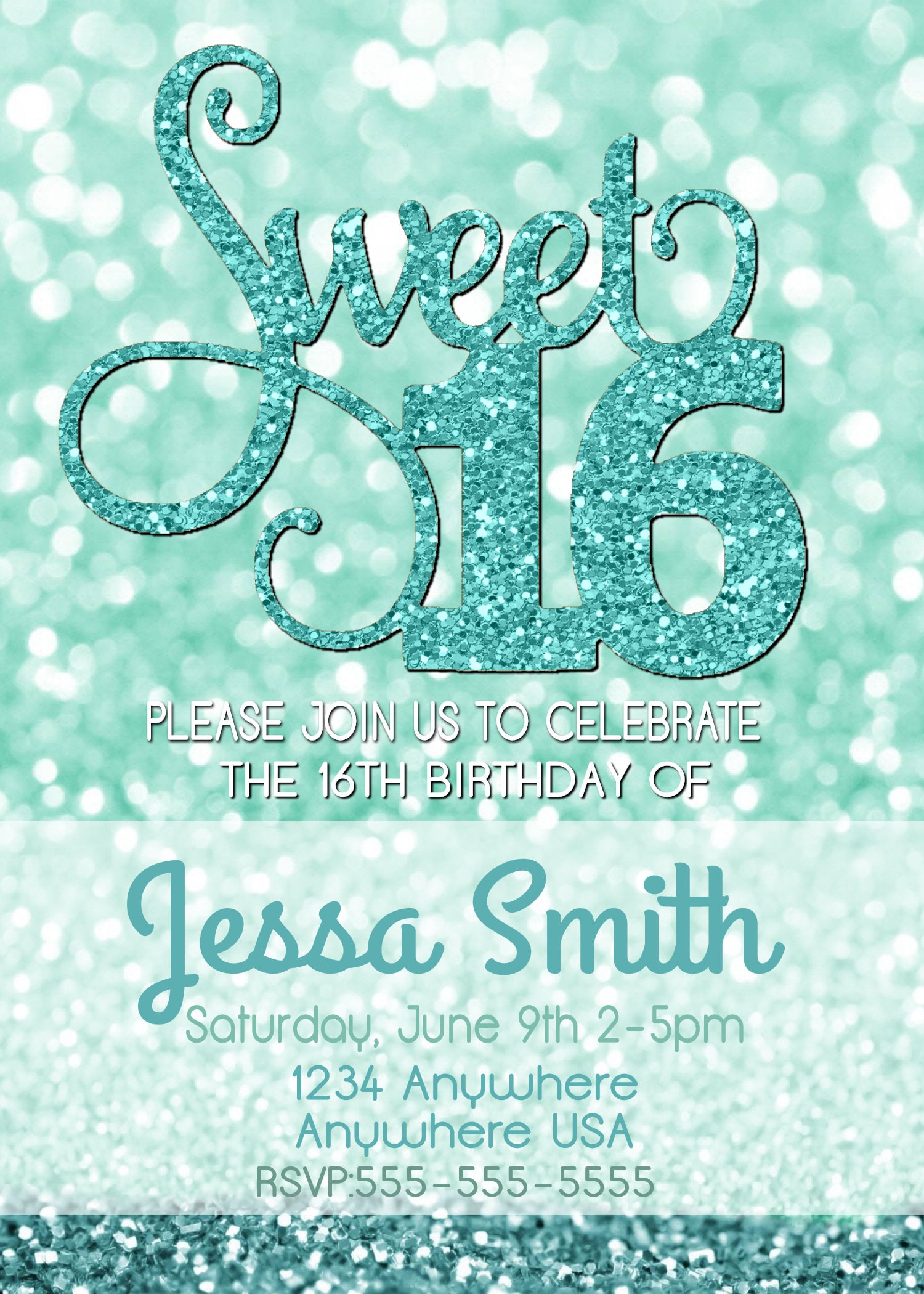 Sweet 16 Invitation Template, Printable Birthday Invitation, Sweet ...