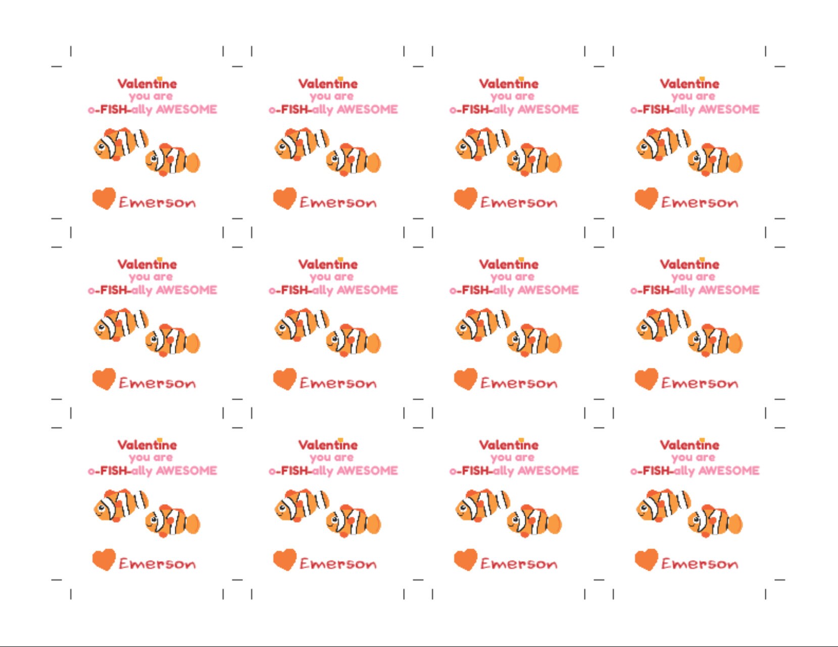 Printable Valentine's Day Tags, O-fish-ally Awesome Valentine's Day ...