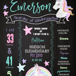 Unicorn First Day of School Sign, Gold Glitter Unicorn Back to School ...