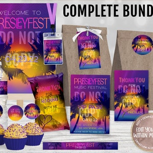 Music Festival VIP Birthday Complete Bundle, Editable Party Package ...