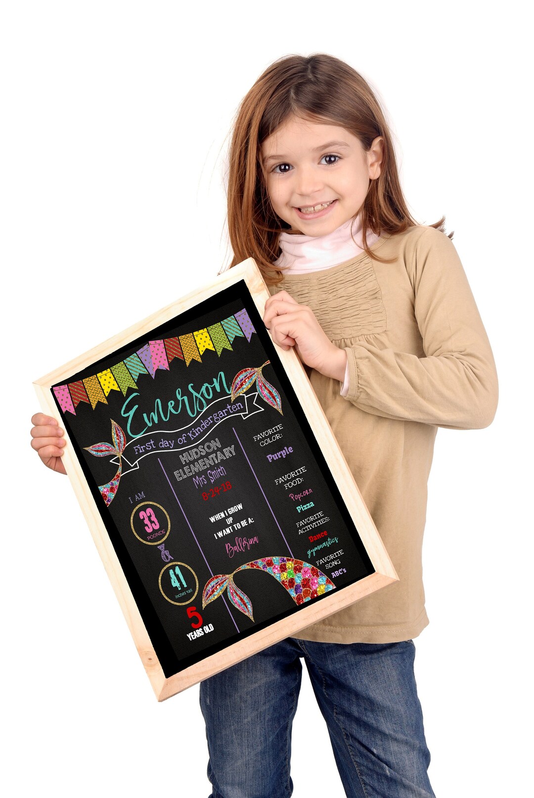 Mermaid Glitter First Day of School Sign, Mermaid Tail Back to School ...