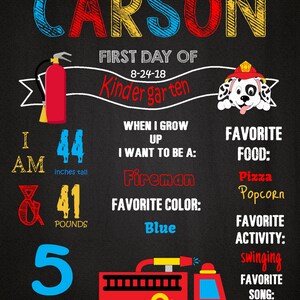 Firetruck Game First Day of School Sign, Back to School Printable ...