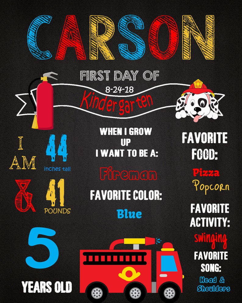 Firetruck Game First Day of School Sign Back to School - Etsy