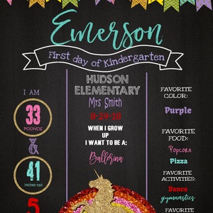 Unicorn First Day of School Sign, Rainbow Back to School Printable ...