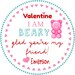 Printable Valentine's Day Gift Tags, Bear Valentines Day Sticker, Kids ...