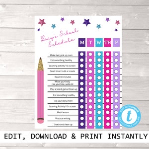 Homechool Schedule, Back to School, Distance Learning Chart, Family ...