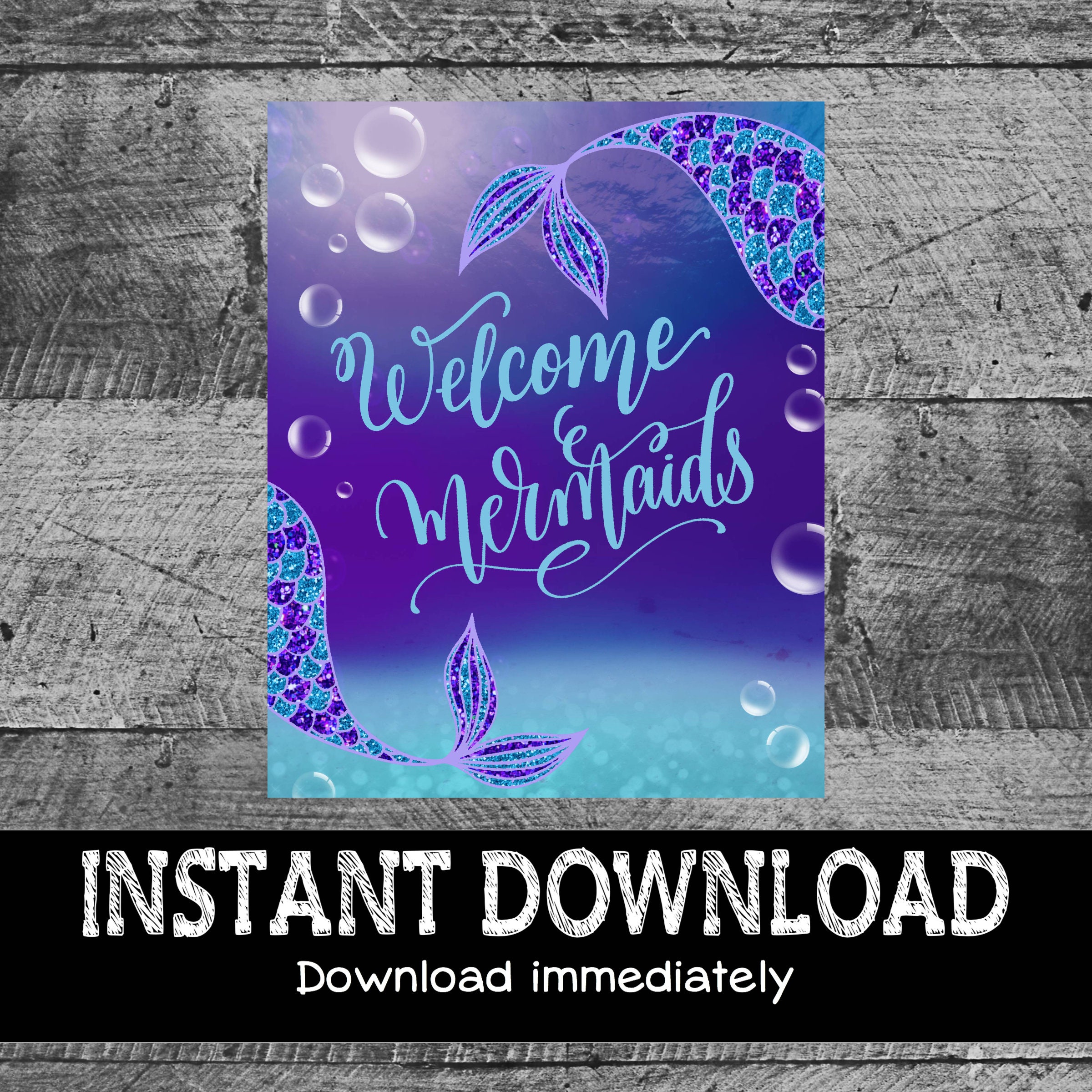 Mermaid Party Welcome Sign | Instant Download | Printable | Mermaid ...
