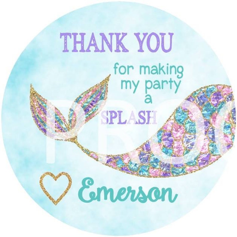 Pink Mermaid Favor Tag Mermaid Thank You Label Edit | Etsy