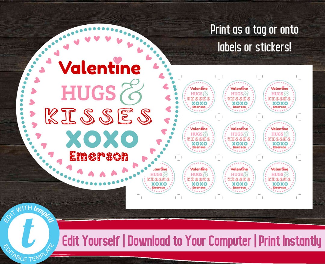Editable Valentine's Day Tag, Printable Valentine Label, Valentines Day ...