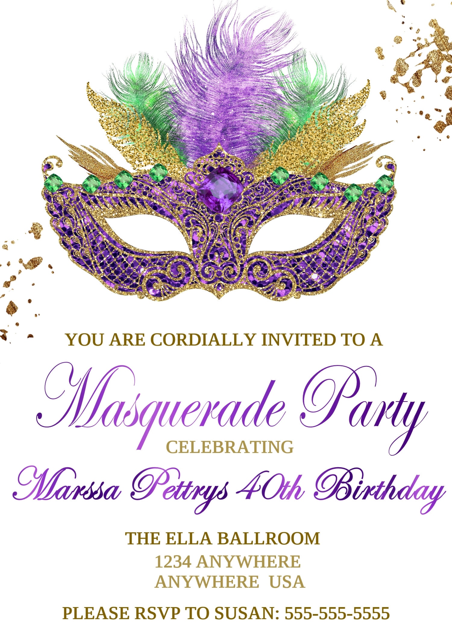 Masquerade Birthday Ball Invite, Birthday Party Invitation, Masquerade ...