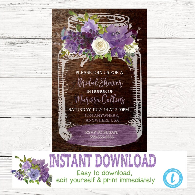 Purple Mason Jars - Etsy