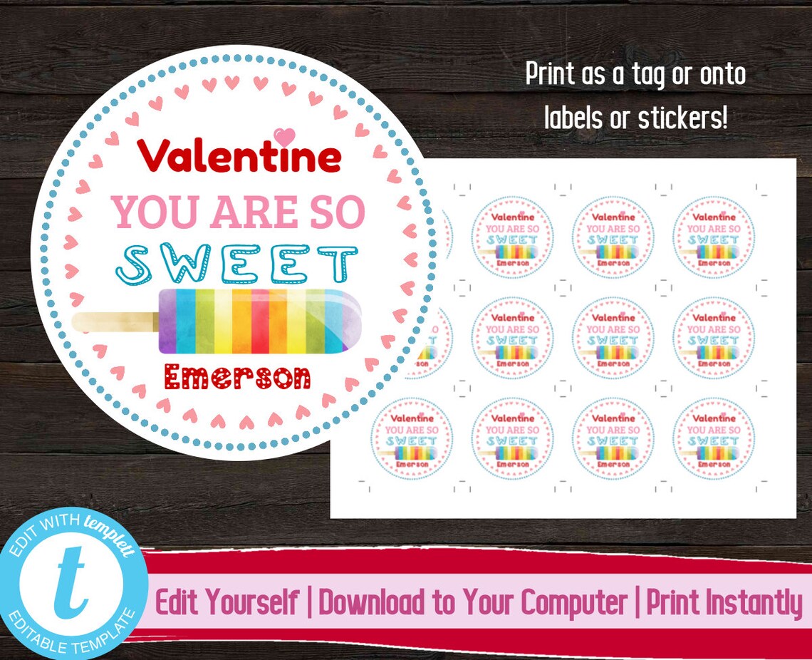 Printable Valentine's Day Tags You Are so Sweet Valentine | Etsy
