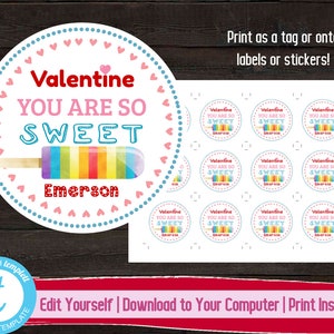 Printable Valentine's Day Tags, You Are so Sweet Valentine Gift Label ...