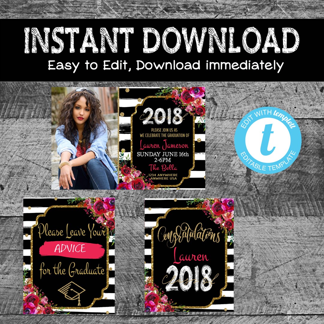 Graduation Invitation Package | Graduation Party Bundle | Photo ...