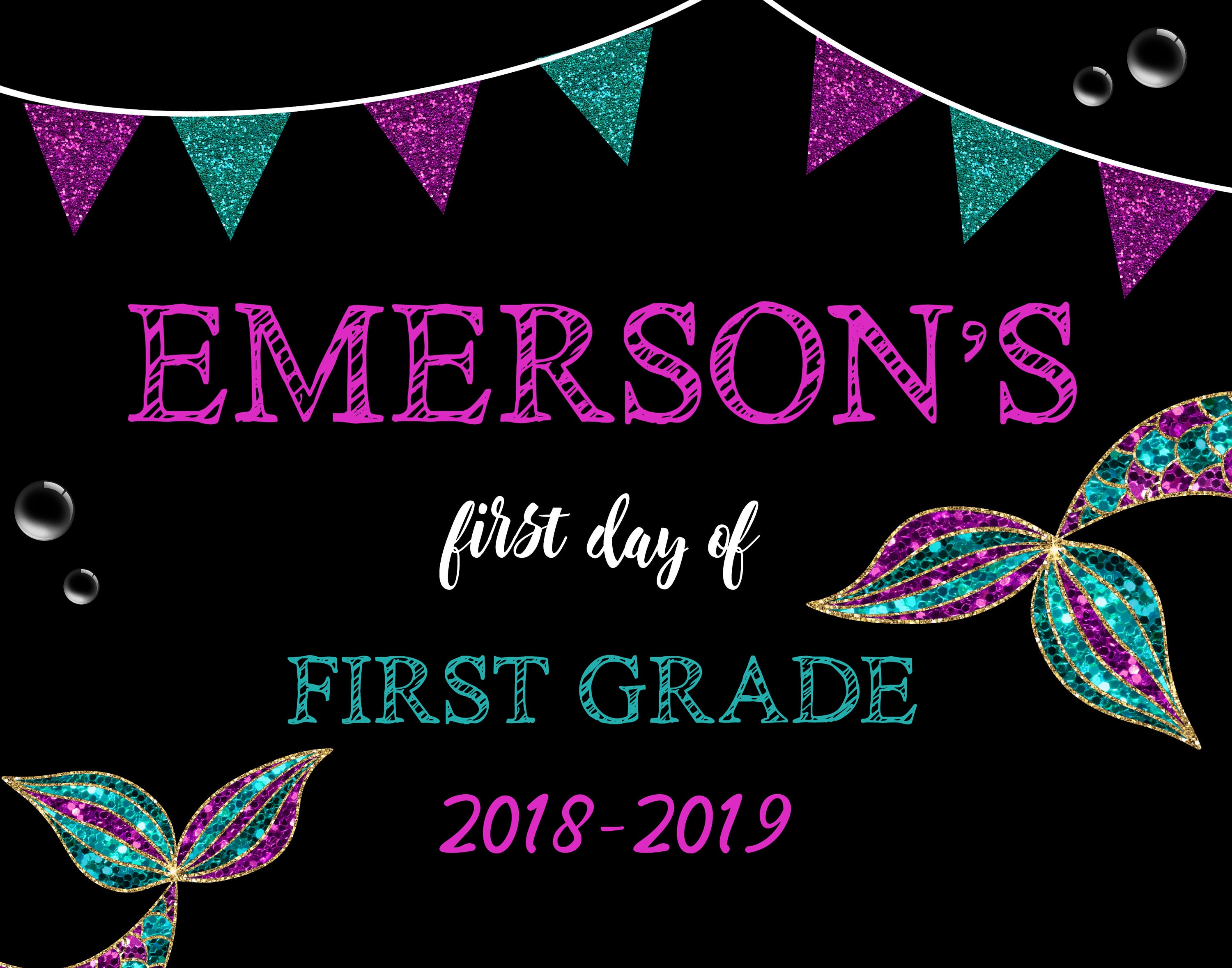 Mermaid Glitter First Day of School Sign, Mermaid Tail Back to School ...