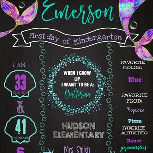 Mermaid Glitter First Day of School Sign, Mermaid Tail Back to School ...