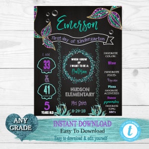 Mermaid Glitter First Day of School Sign, Mermaid Tail Back to School ...