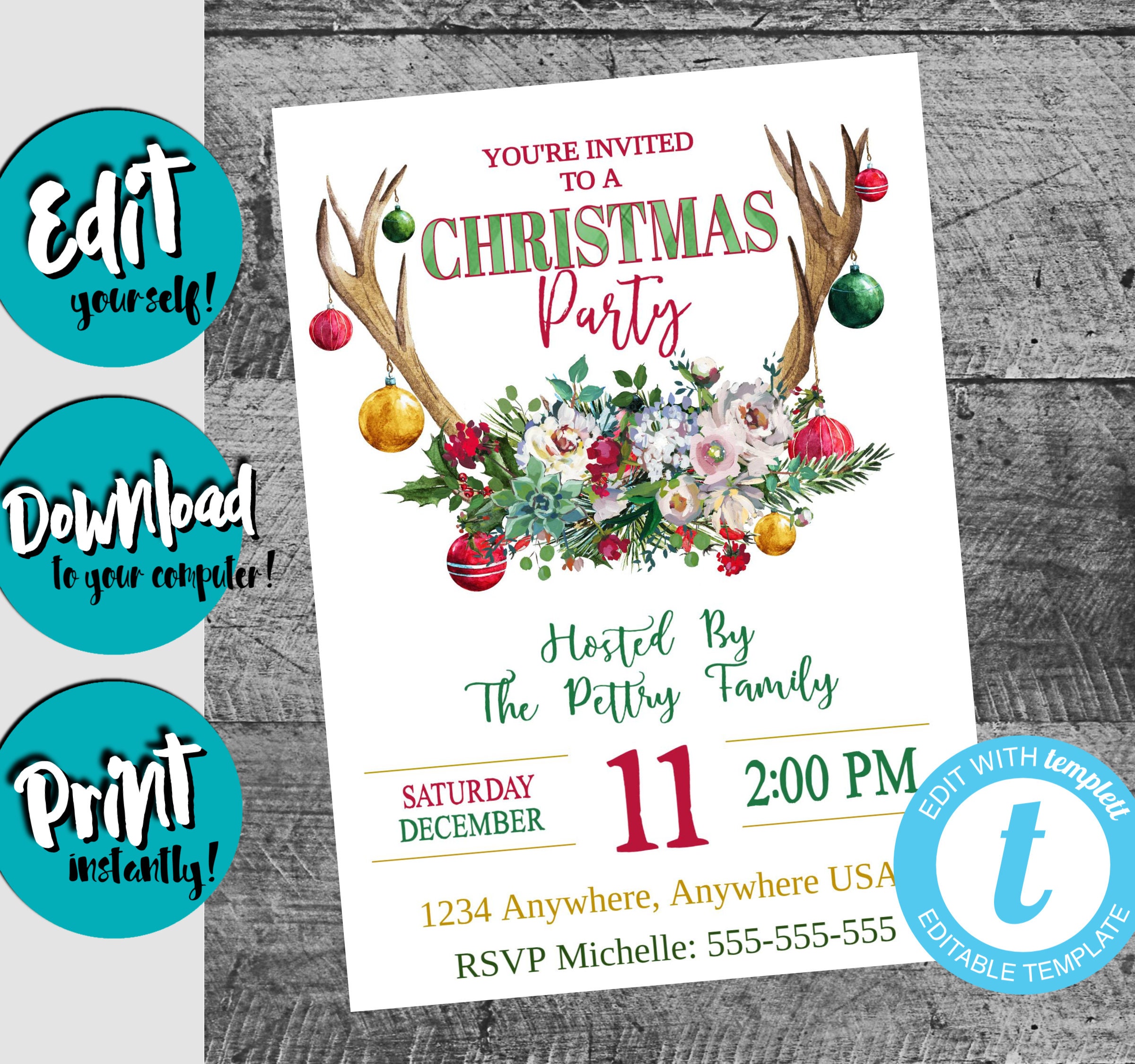 Christmas Party Invitation Holiday Party Invite Xmas Party | Etsy