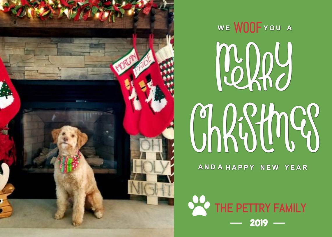 Christmas Card Template Pet Lover Puppy Photo Christmas - Etsy