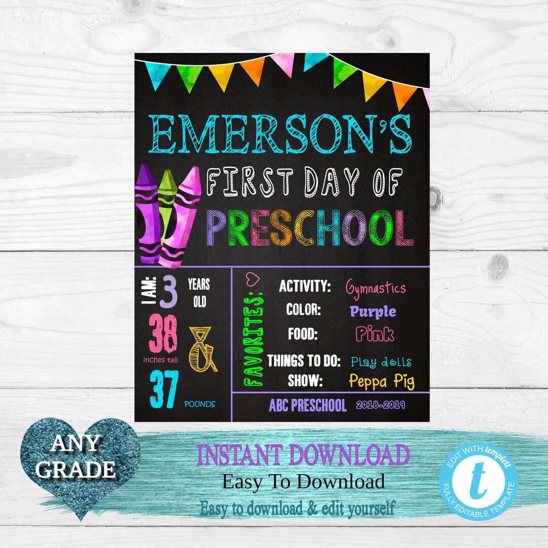 Back to School, Crayons, First Day of School Sign, Back to School ...