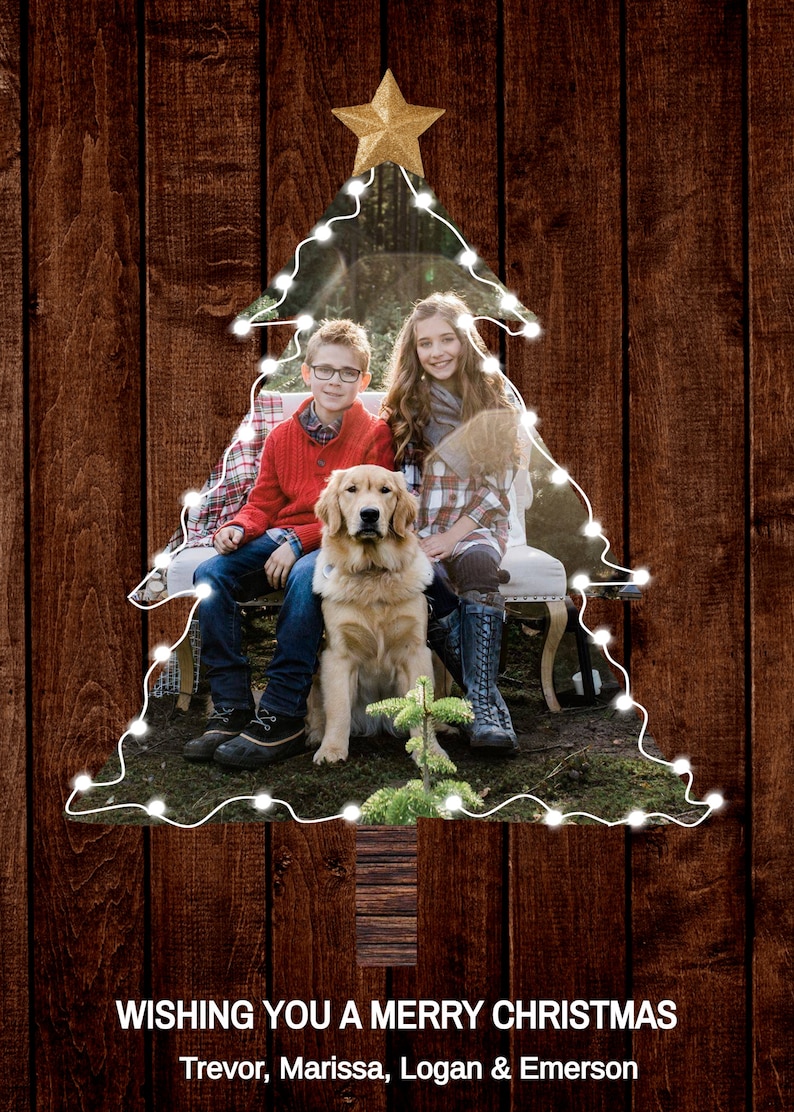 Rustic Christmas Card With Photo Template Wood Christmas - Etsy
