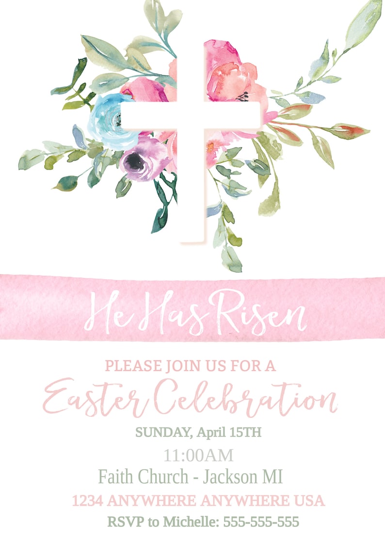 Easter Invitation Religious Easter He Has Risen Easter | Etsy