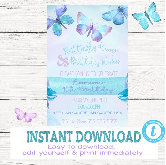 Butterfly INVITATION Butterflies Birthday Invitation | Etsy