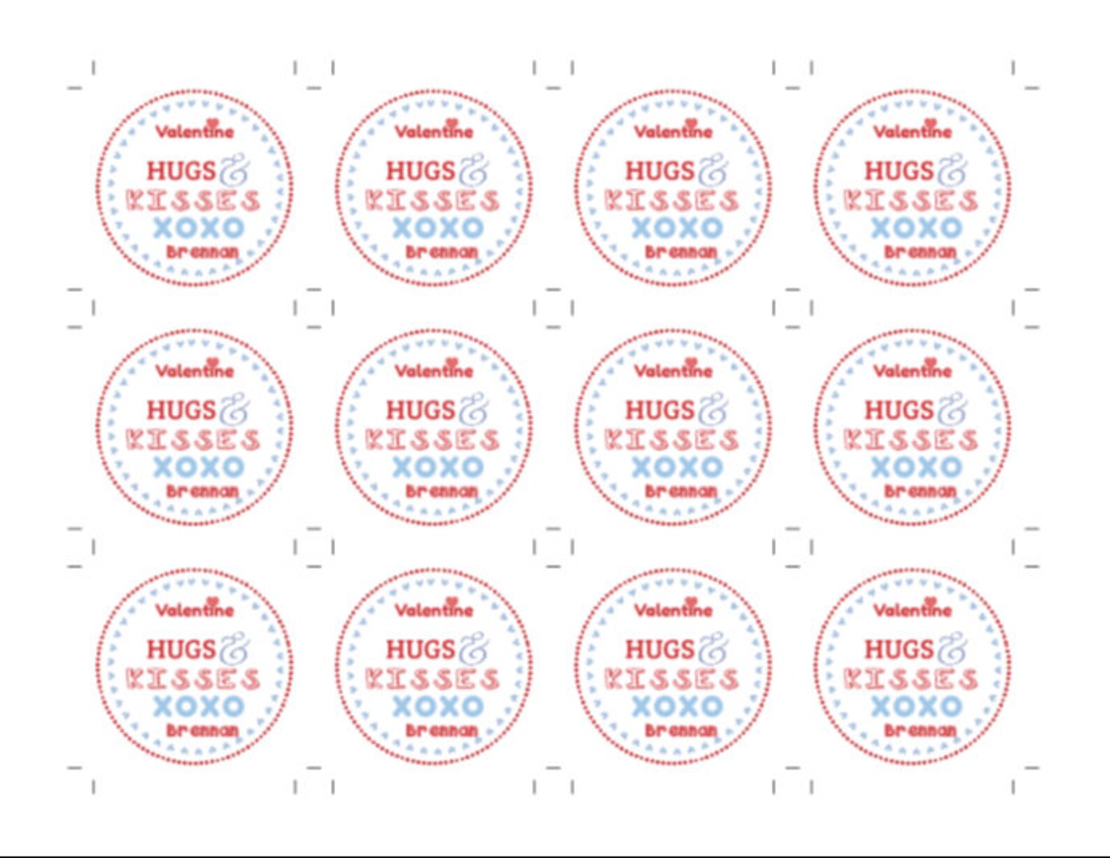 Valentine's Day Chocolate Hugs and Kisses Gift Tag, Printable Valentine ...