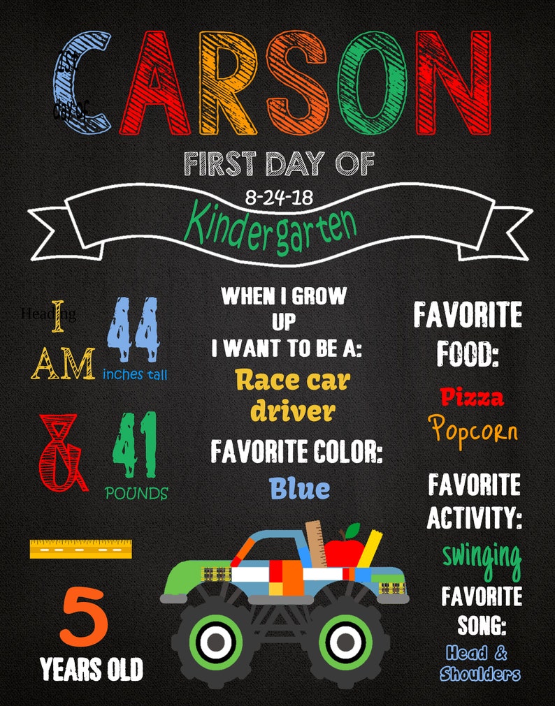 Monster Truck First Day of School Sign Back to School - Etsy