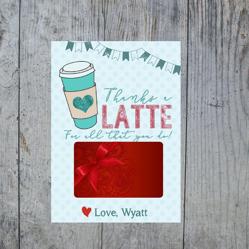Coffee Gift Card Holder Teacher Appreciation Thanks a | Etsy