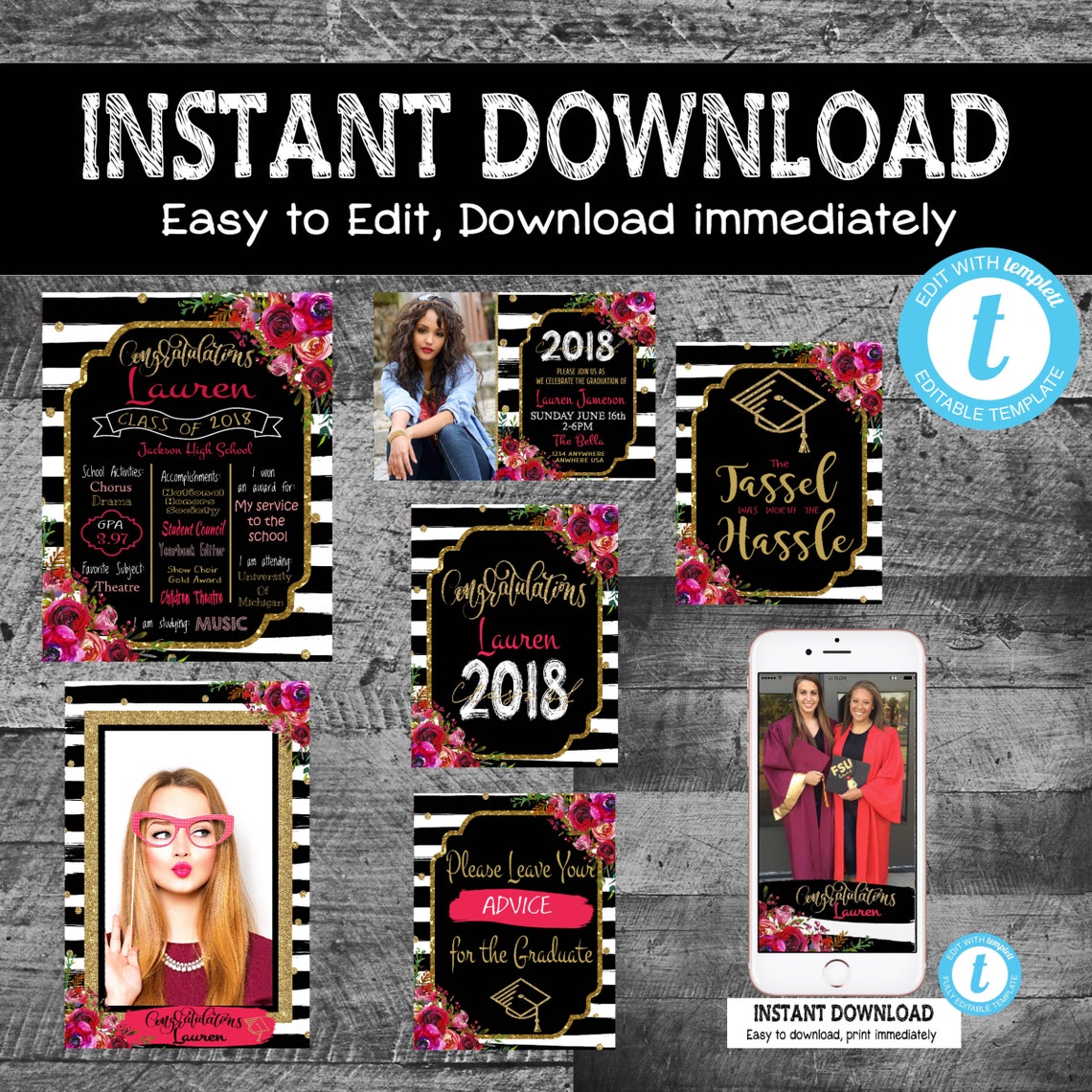 Graduation Ultimate Package Party Decor Photo Invite - Etsy