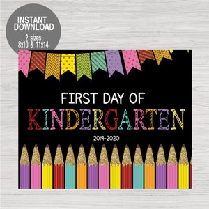 First Day of School Glitter Pencil Printable Chalkboard Sign, First Day ...