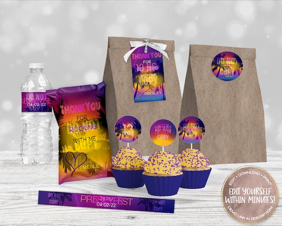 Music Festival VIP Birthday Party Favor Bundle Editable Party - Etsy