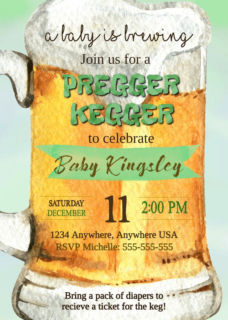 Pregger Kegger, Printable Co-ed Baby Shower Invitation, A Baby is ...