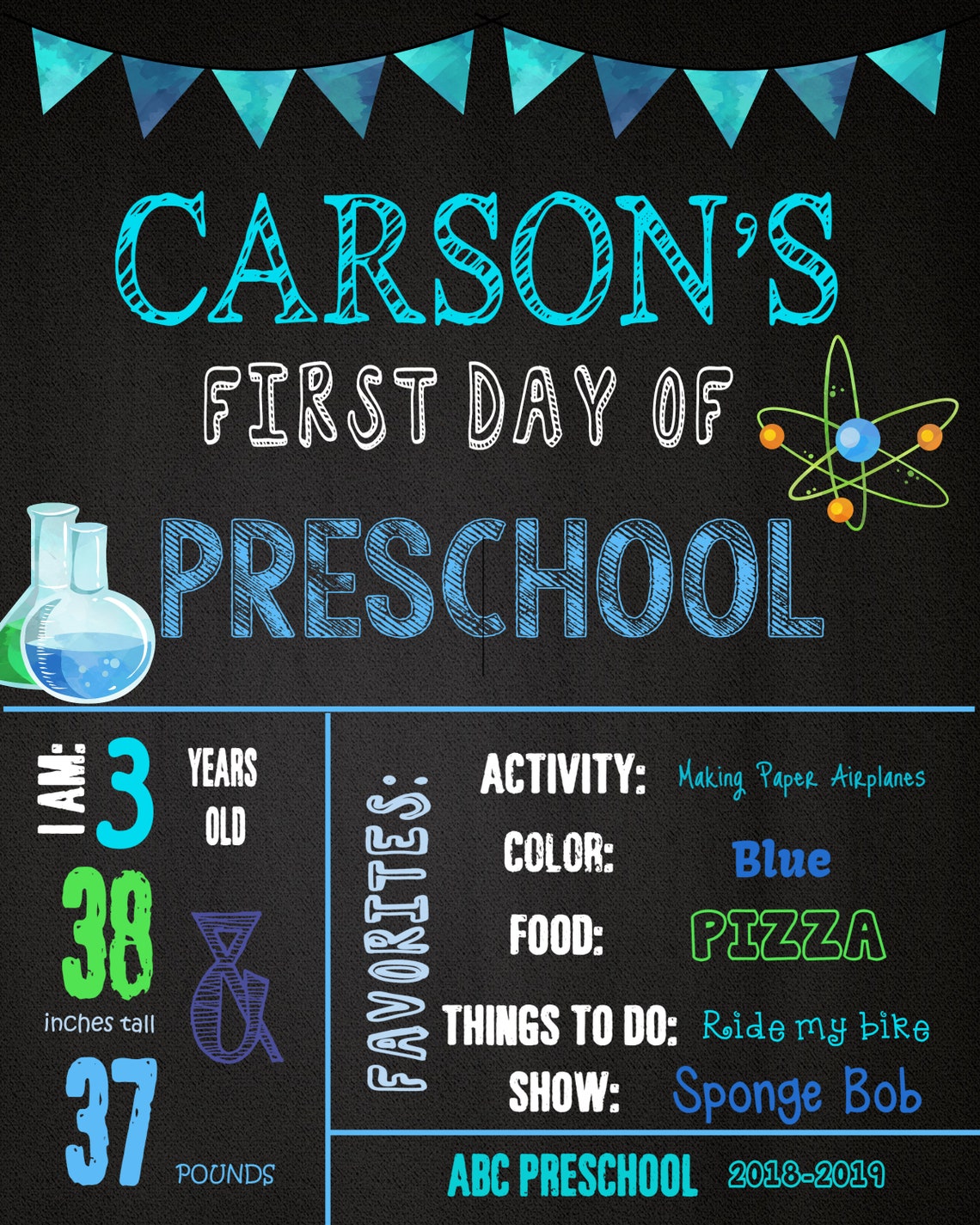 Science Back to School, First Day of School Sign, Chemistry Back to ...