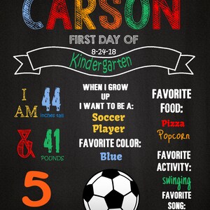 Soccer First Day of School Sign, Back to School Printable Chalkboard ...