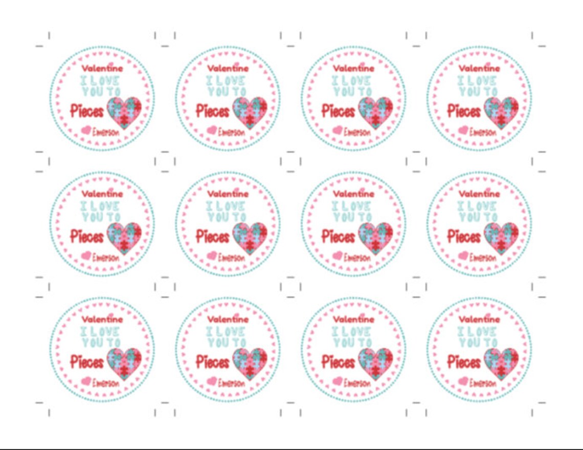Puzzle Valentine's Day Tags Printable I Love You to - Etsy