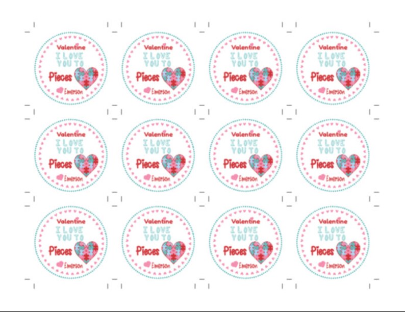 Puzzle Valentine's Day Tags Printable I Love You to - Etsy