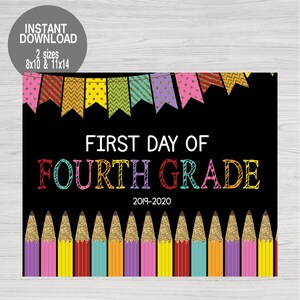 First Day of School Sign, Glitter Pencil First Day of School Printable ...