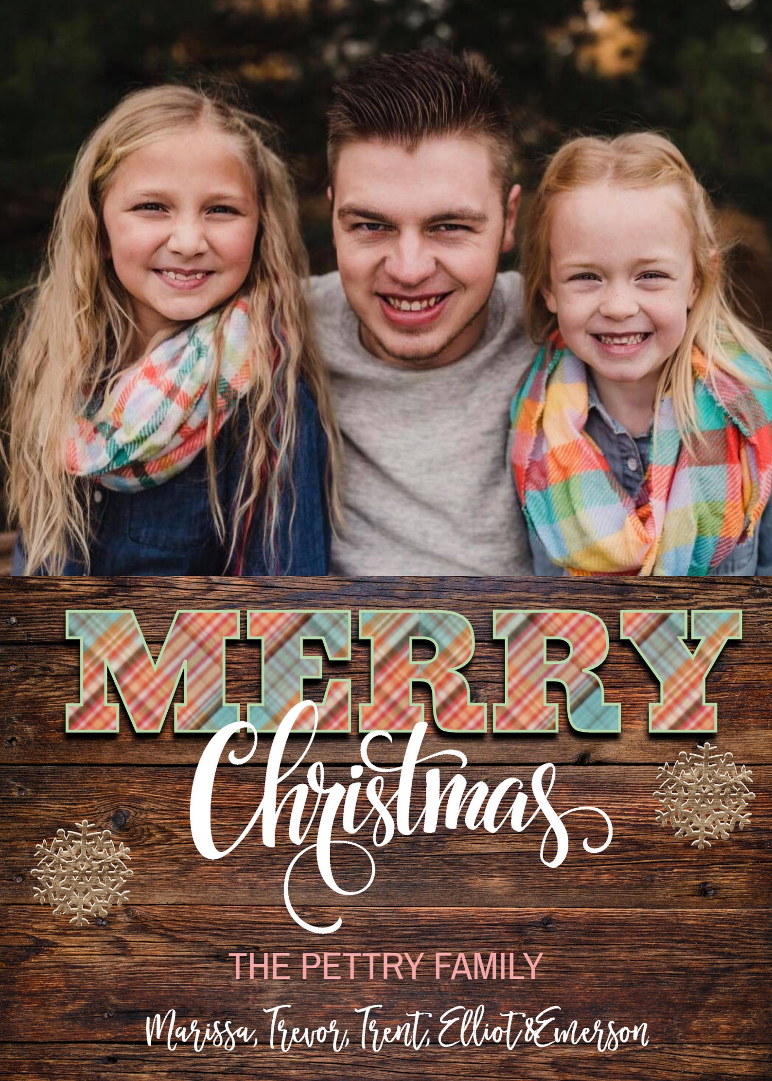 Rustic Christmas Card With Photo, Photo Christmas Card Template, Plaid ...
