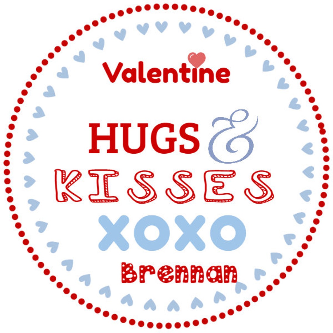Valentine's Day Chocolate Hugs and Kisses Gift Tag, Printable Valentine ...