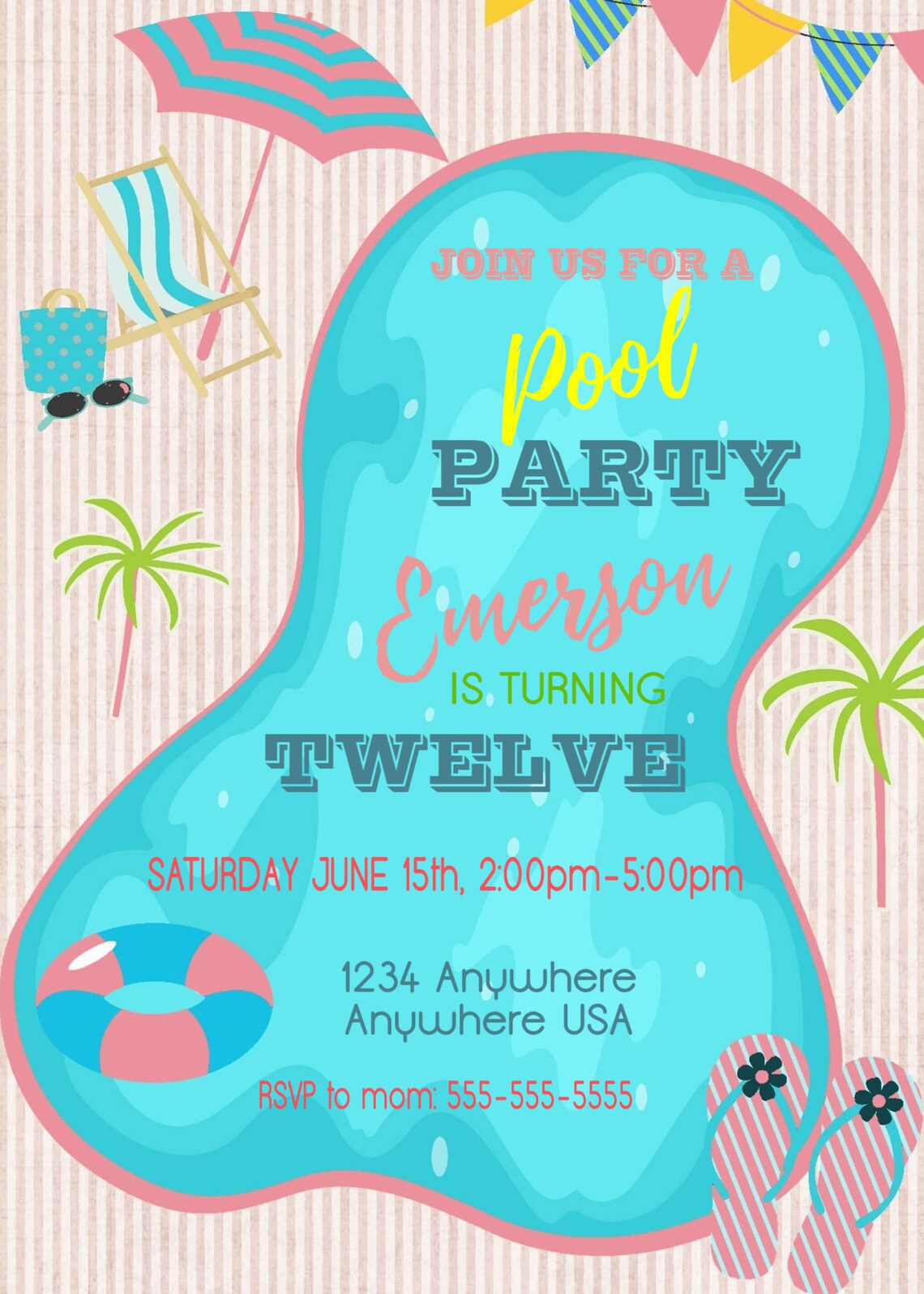 Birthday Pool Party Invitation Pool Party Pool Party | Etsy