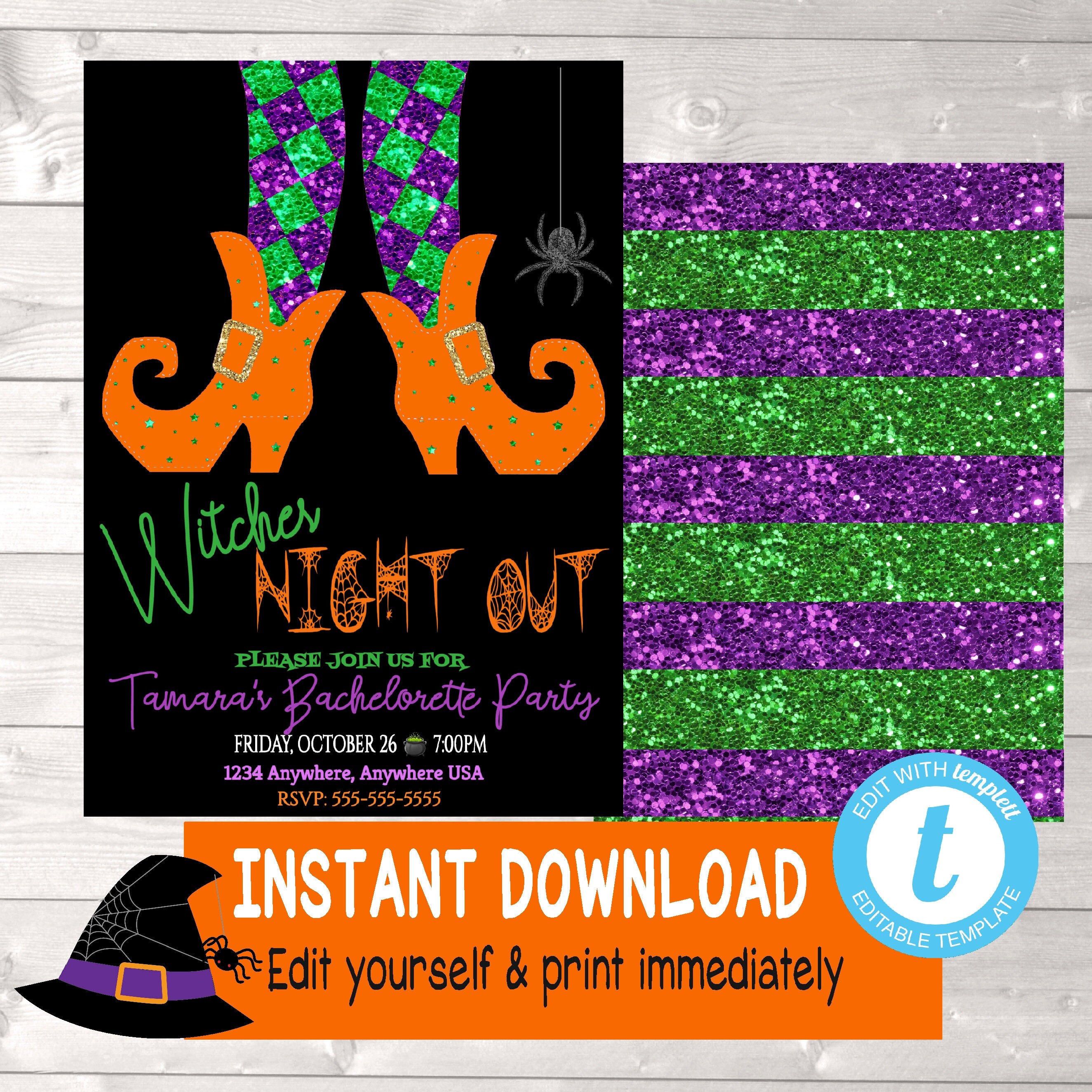 Witches Night Out Invitation, Bachelorette Party Witch Party, Witches ...