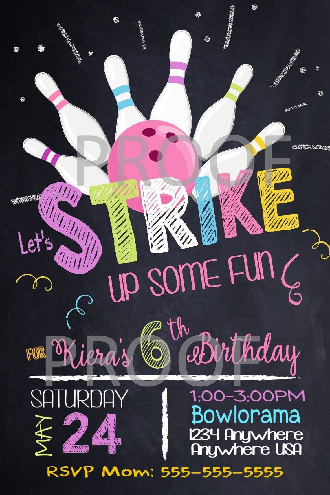 Bowling Birthday Invitation Bowling Invite Bowling Party | Etsy