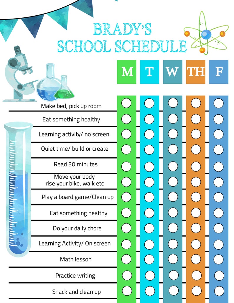 Science Homechool Schedule Back to School Distance Learning | Etsy