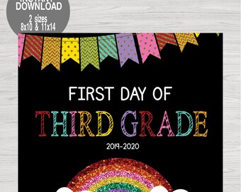 Rainbow Back to School Chalkboard Print - Etsy