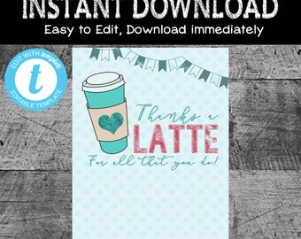 Coffee Gift Card Holder | Teacher Gift | Thanks a Latte | Teacher Thank ...