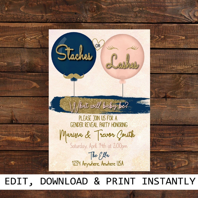 Lashes and Staches Gender Reveal - Etsy