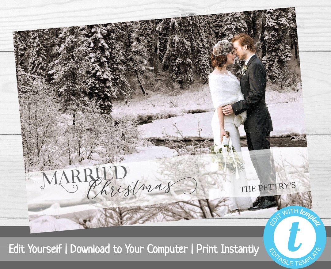 Newlywed Christmas Card With Photo, Married Christmas, Merry Christmas ...